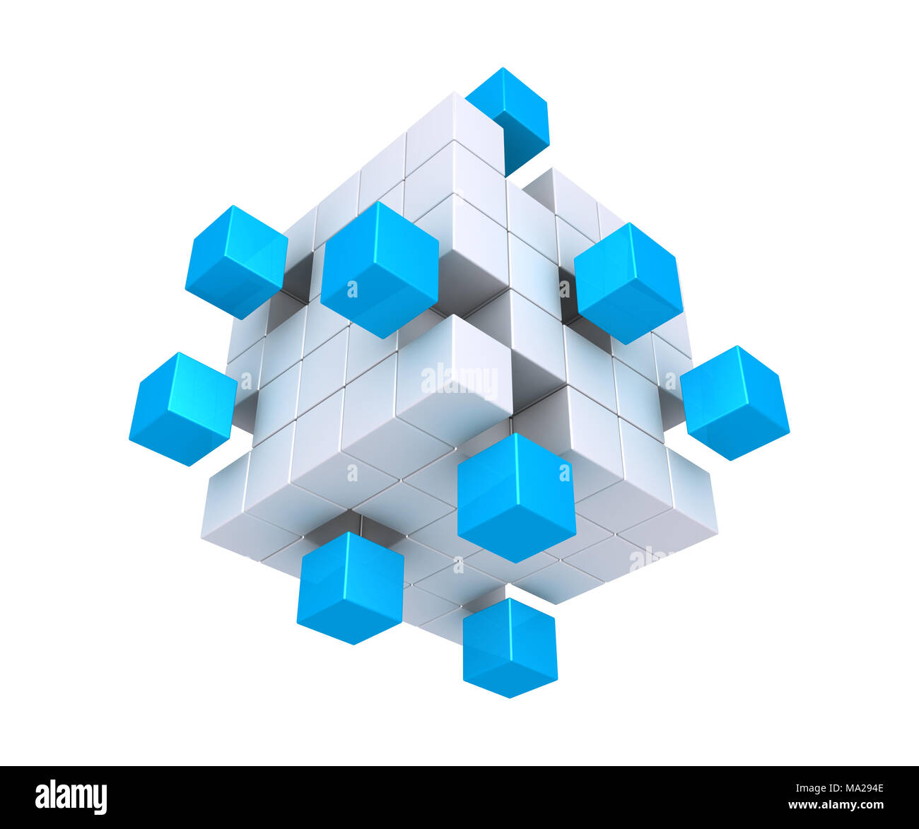 Abstract blue 3d digital cubes Cut Out Stock Images & Pictures - Alamy
