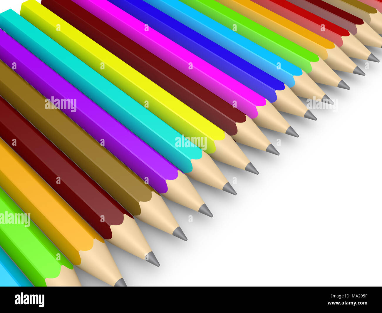Many different colored pencils aligned next to each other Stock Photo ...