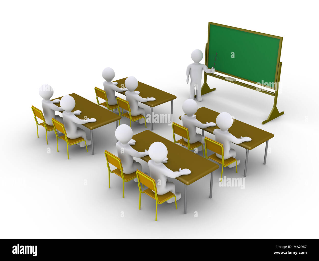 3d people are in a classroom and a teacher Stock Photo - Alamy