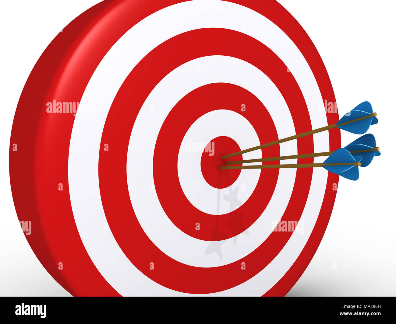 3d target and three arrows at the center Stock Photo - Alamy