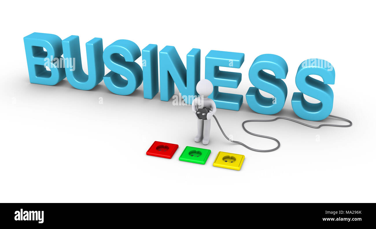3d person choosing the right socket for the business to start Stock ...