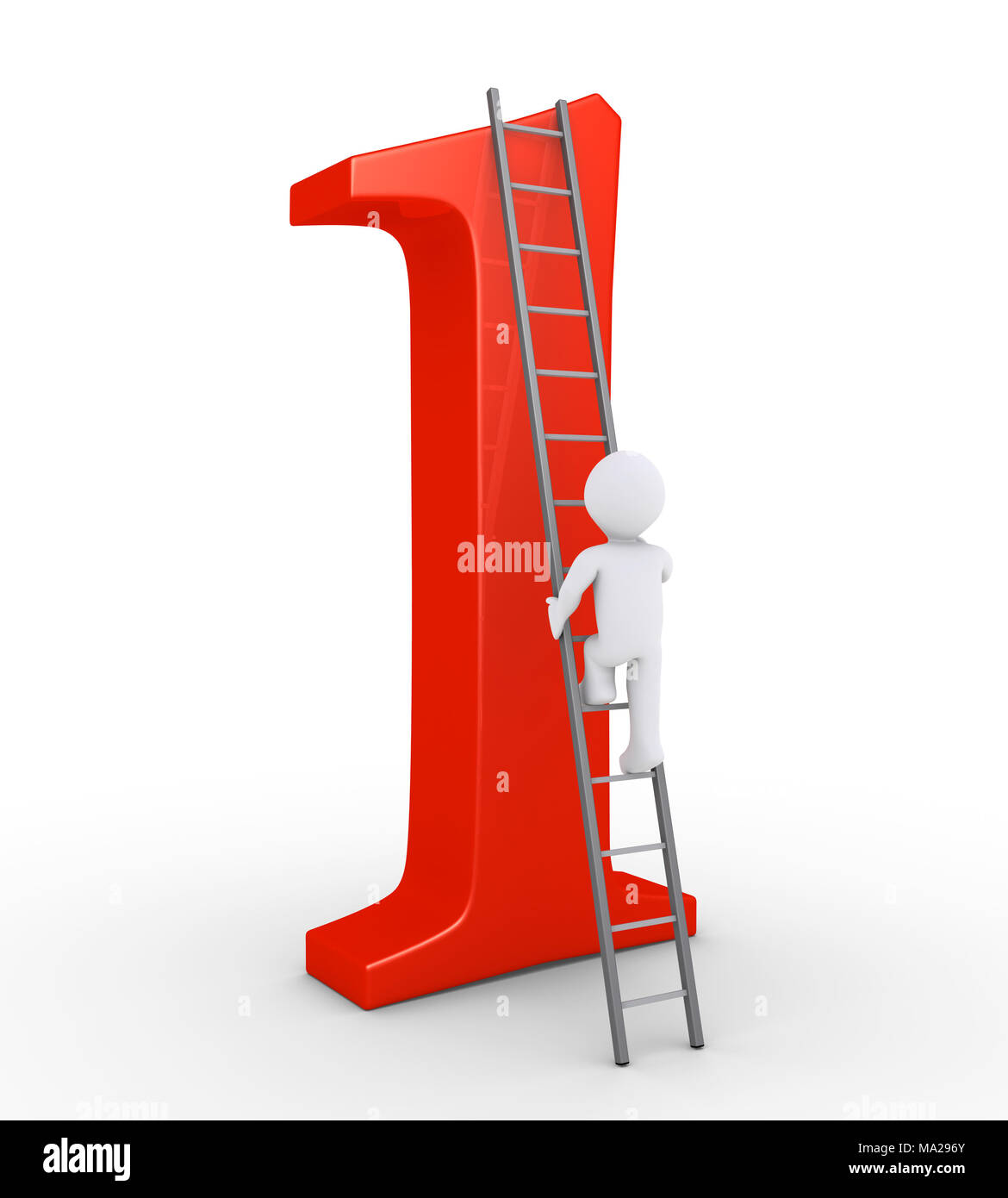3d person is climbing a ladder that leads at the top of the number one ...