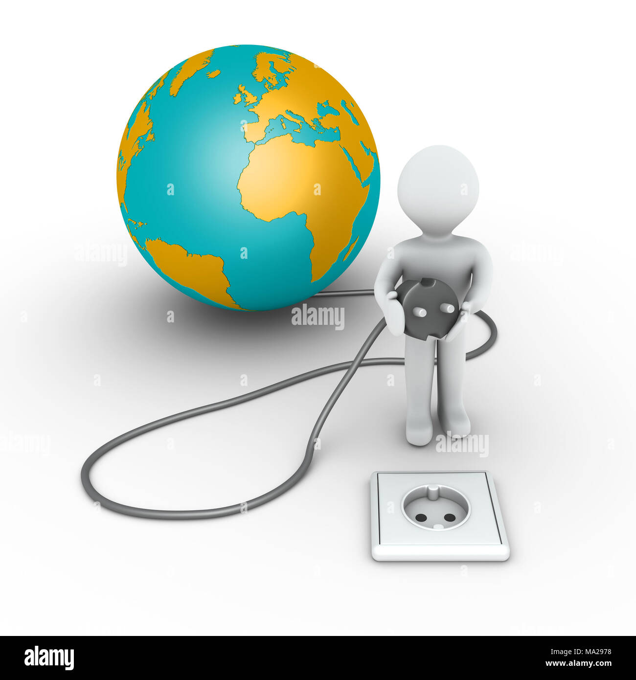 3d man holding electric plug hi-res stock photography and images - Alamy