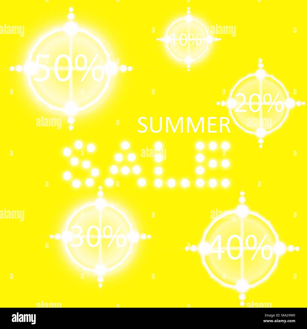 Summer sale glowing neon sign with target on the red background Stock ...