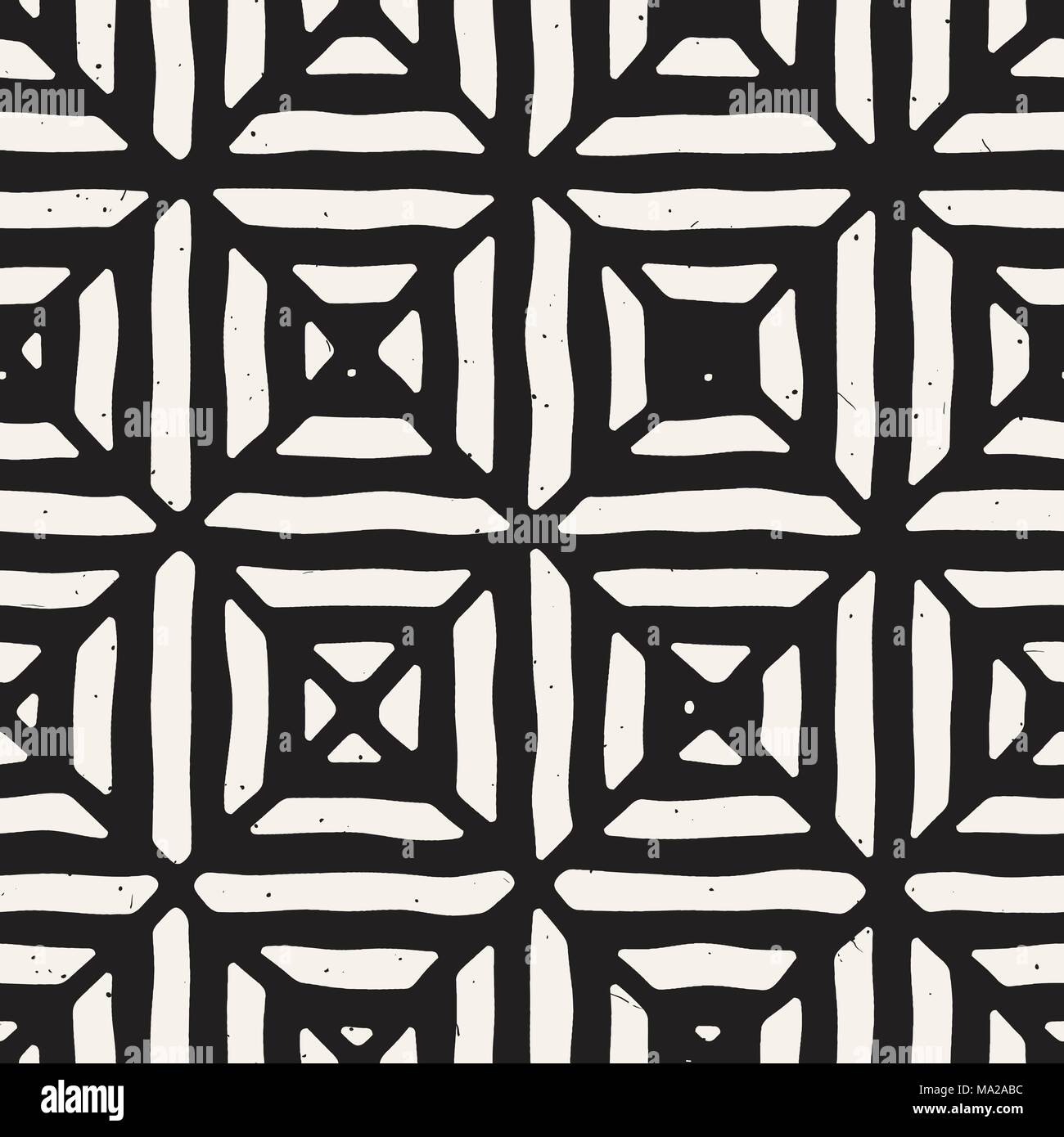 Hand drawn seamless repeating pattern with lines tiling. Grungy ...