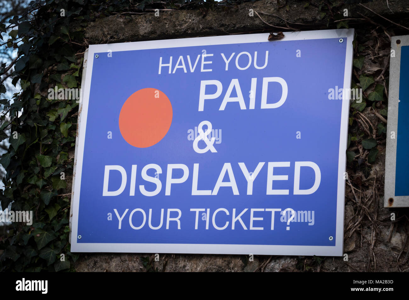 Paid and Displayed Sign Stock Photo - Alamy