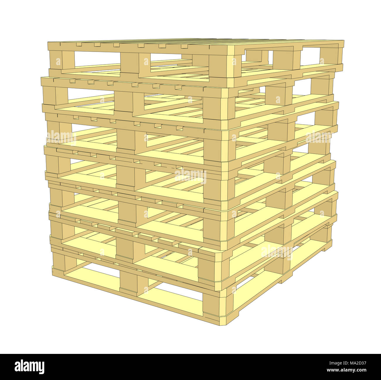 Wooden pallets. Isolated on white. 3d illustration Stock Photo - Alamy