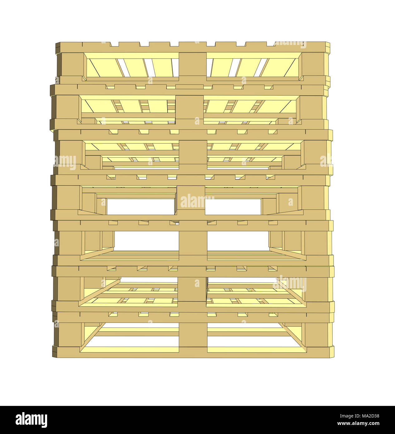Wooden pallets. Isolated on white. 3d illustration Stock Photo - Alamy