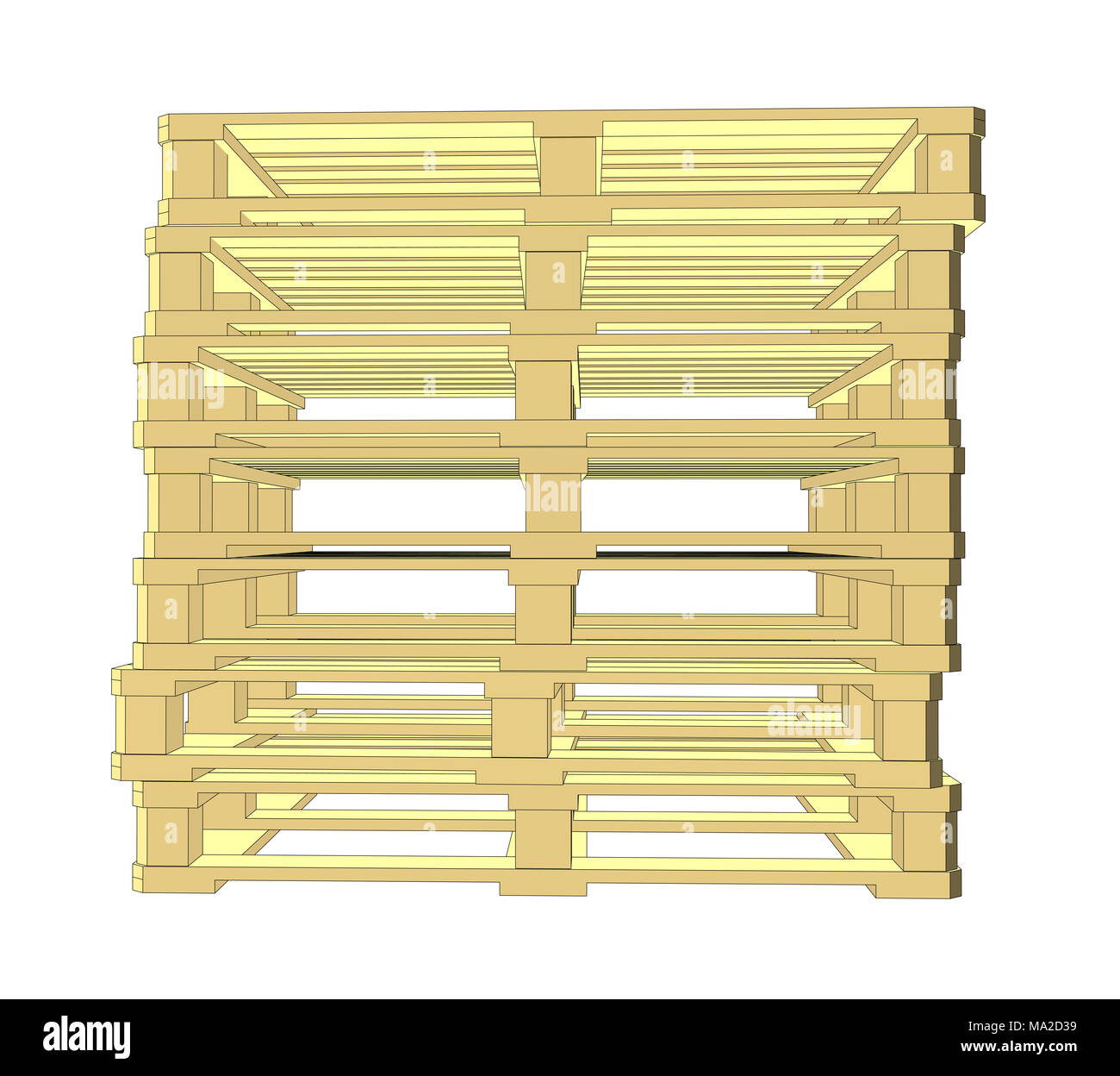 Wooden pallets. Isolated on white. 3d illustration Stock Photo - Alamy