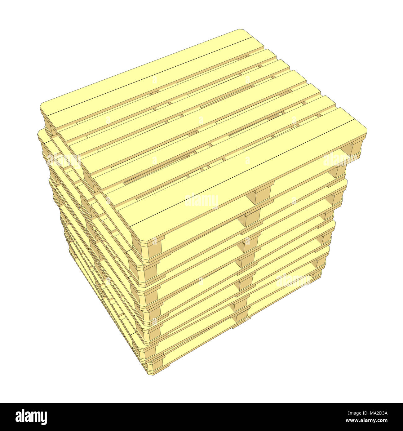 Wooden pallets. Isolated on white. 3d illustration Stock Photo - Alamy