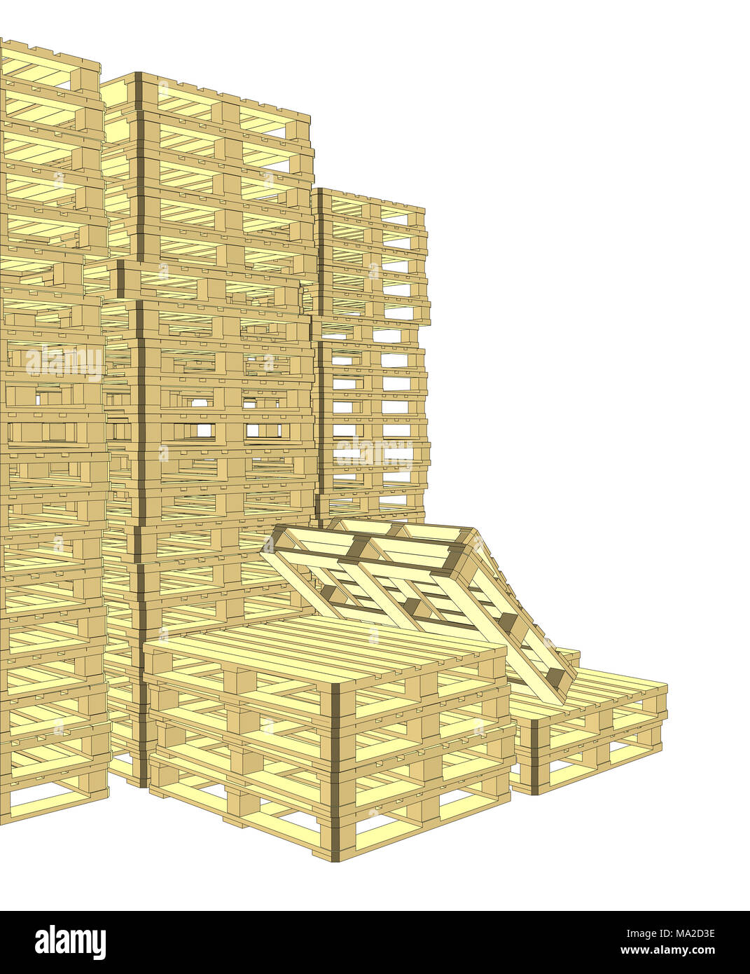 Wooden pallets. Isolated on white. 3d illustration Stock Photo - Alamy