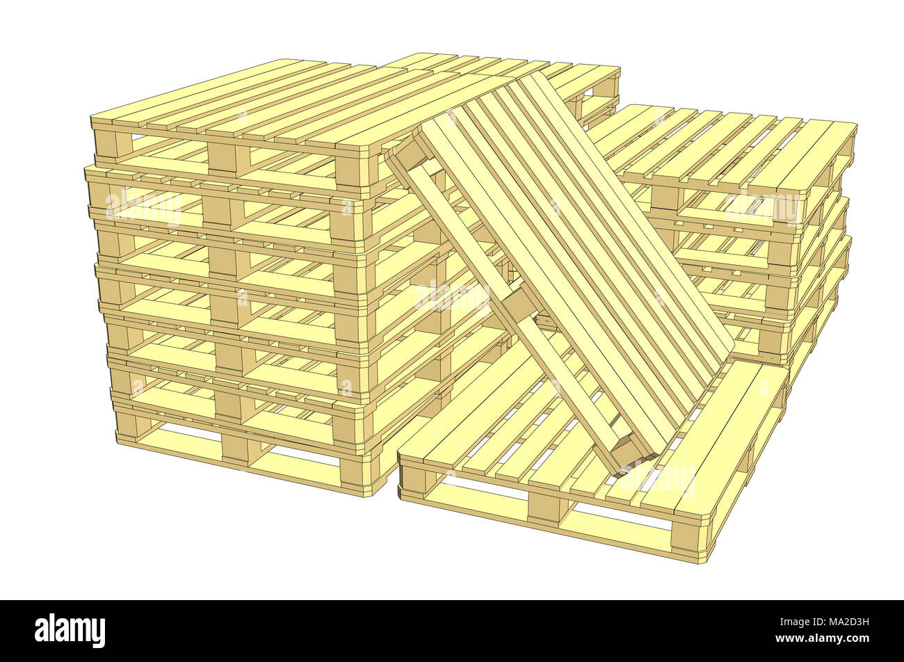 Wooden pallets. Isolated on white. 3d illustration Stock Photo - Alamy