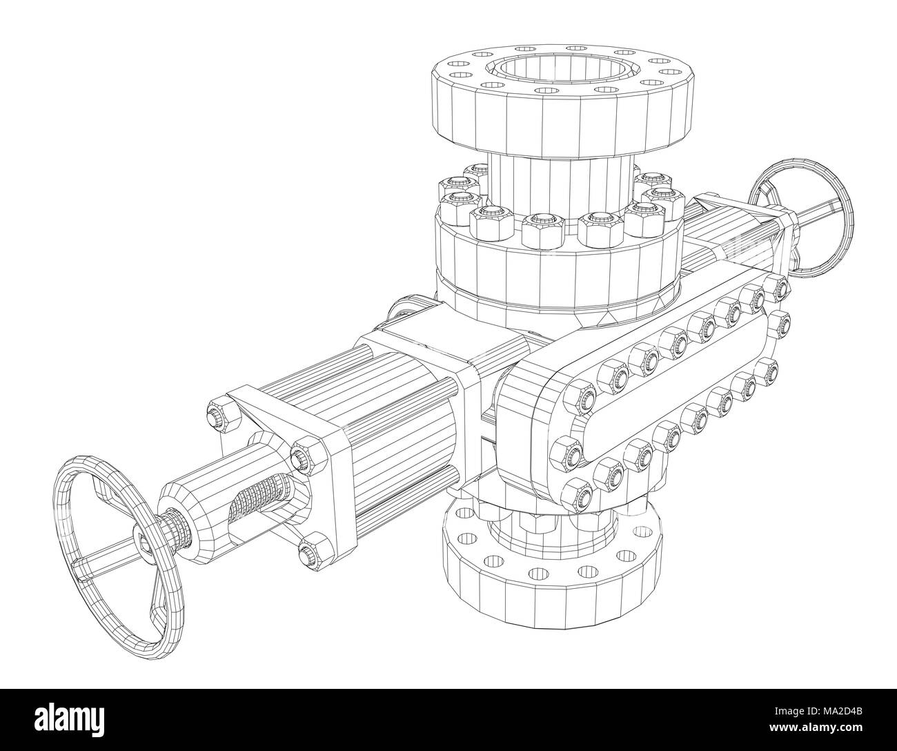 Blowout preventer. Wire frame style. 3d illustration. Concept of the ...