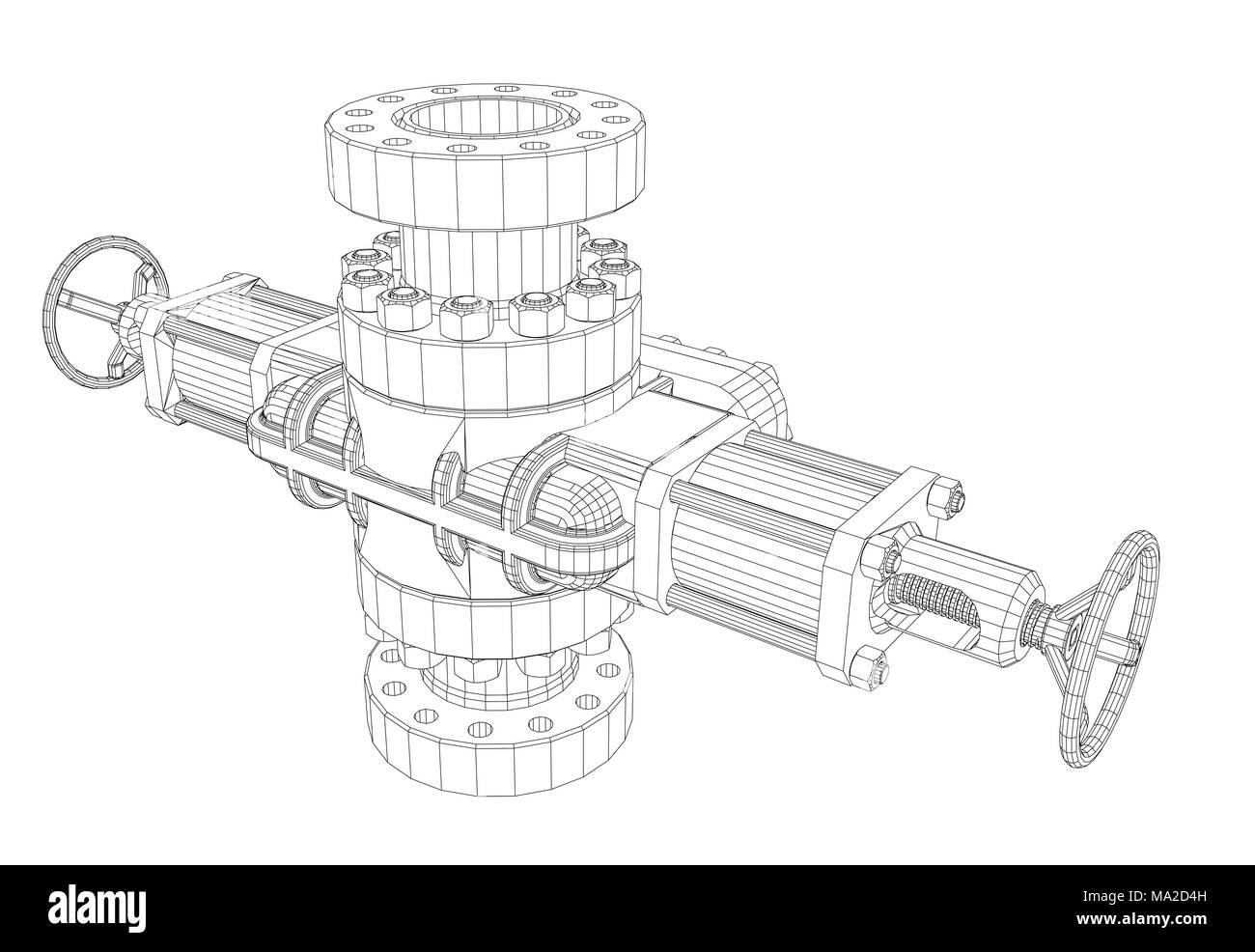 Blowout preventer. Wire frame style. 3d illustration. Concept of the ...
