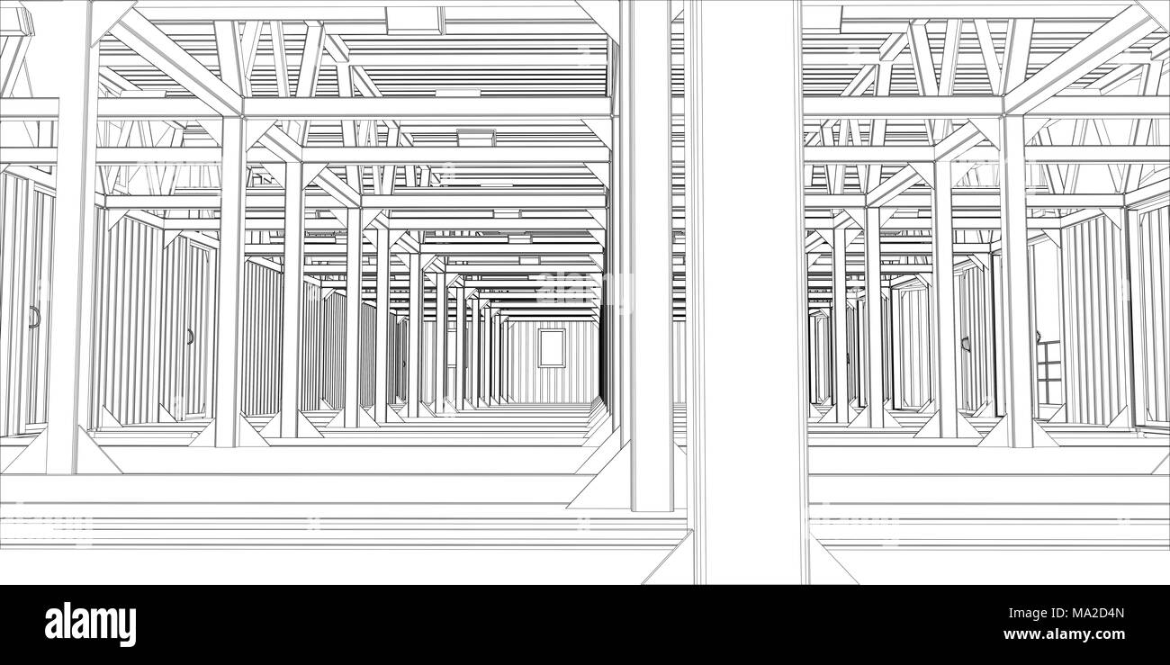 3d blueprint drawing Black and White Stock Photos & Images - Alamy