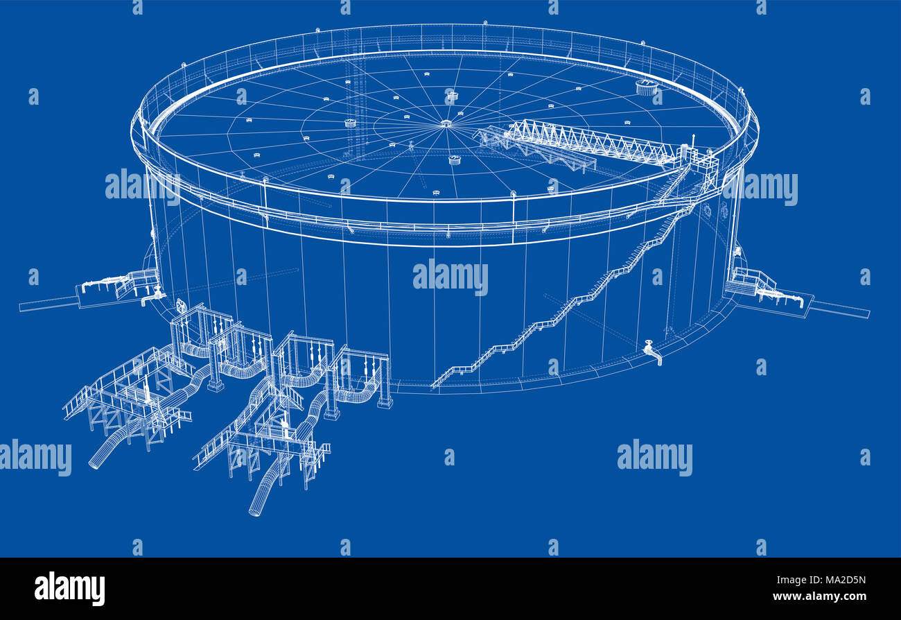 Oil storage tank. 3d illustration. Wire-frame style Stock Photo - Alamy