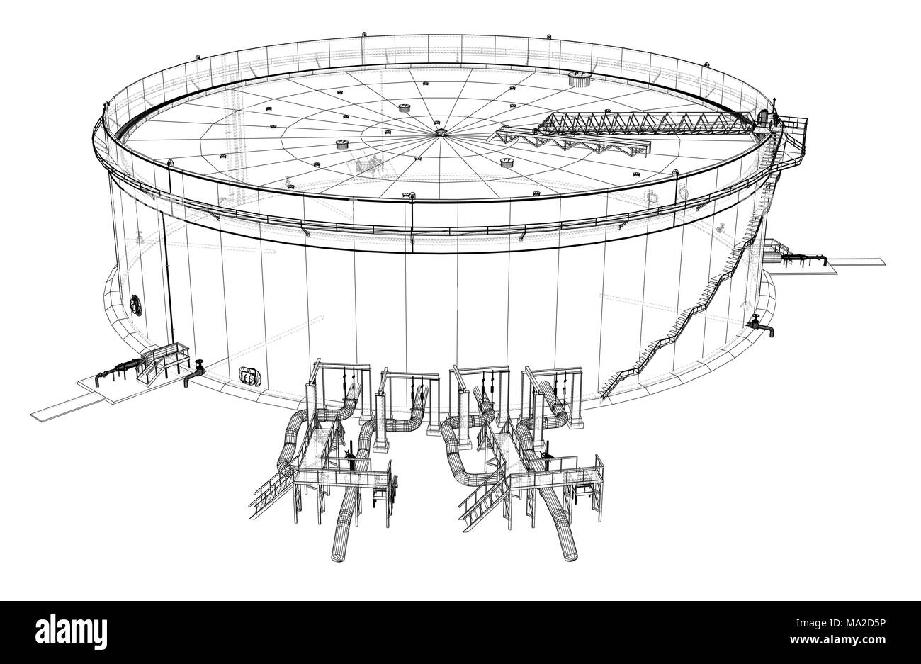 Oil storage tank. 3d illustration. Wire-frame style Stock Photo - Alamy