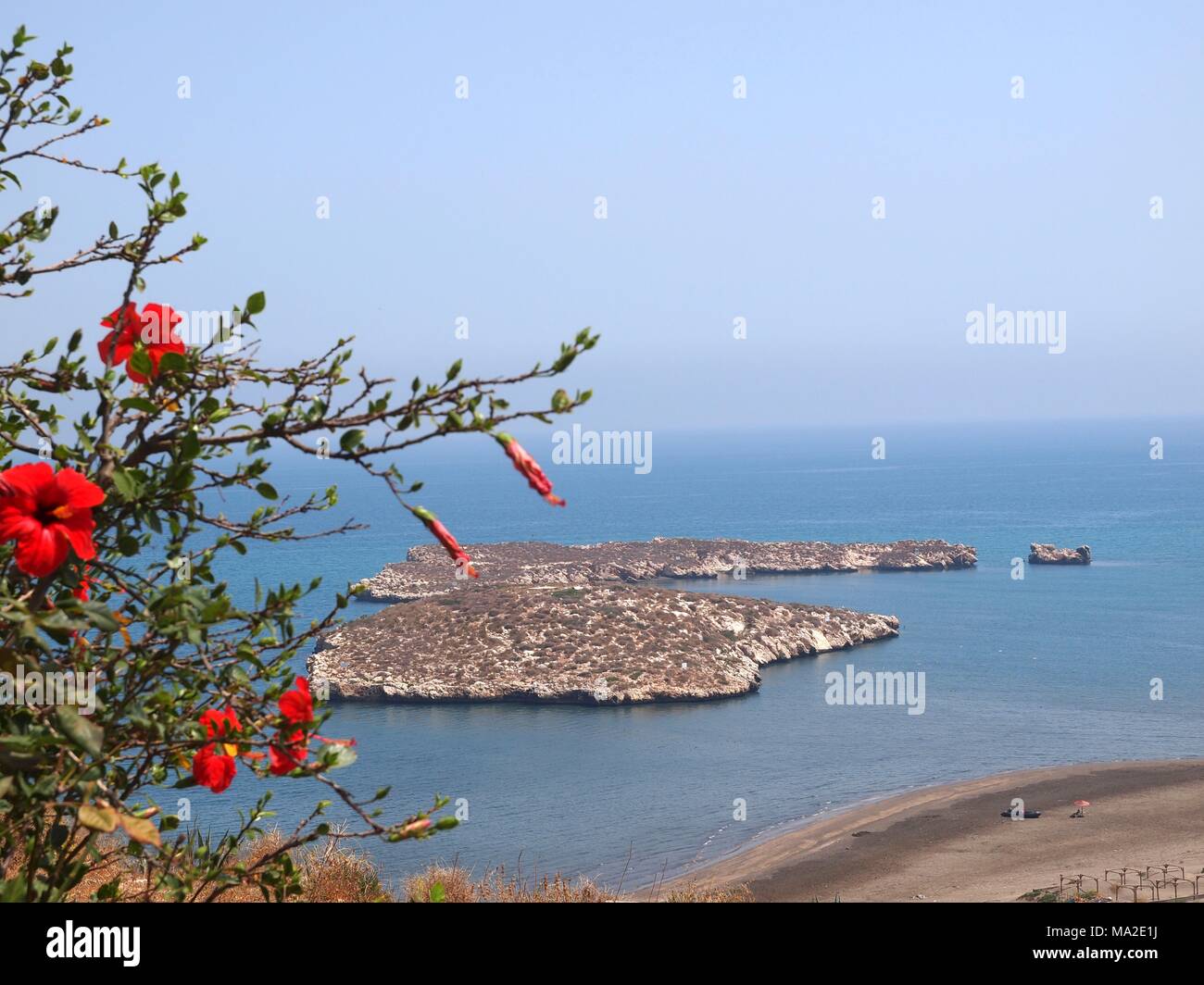 View from the Casa Paca hotel of the island of Penon de Alhucemas (Al ...