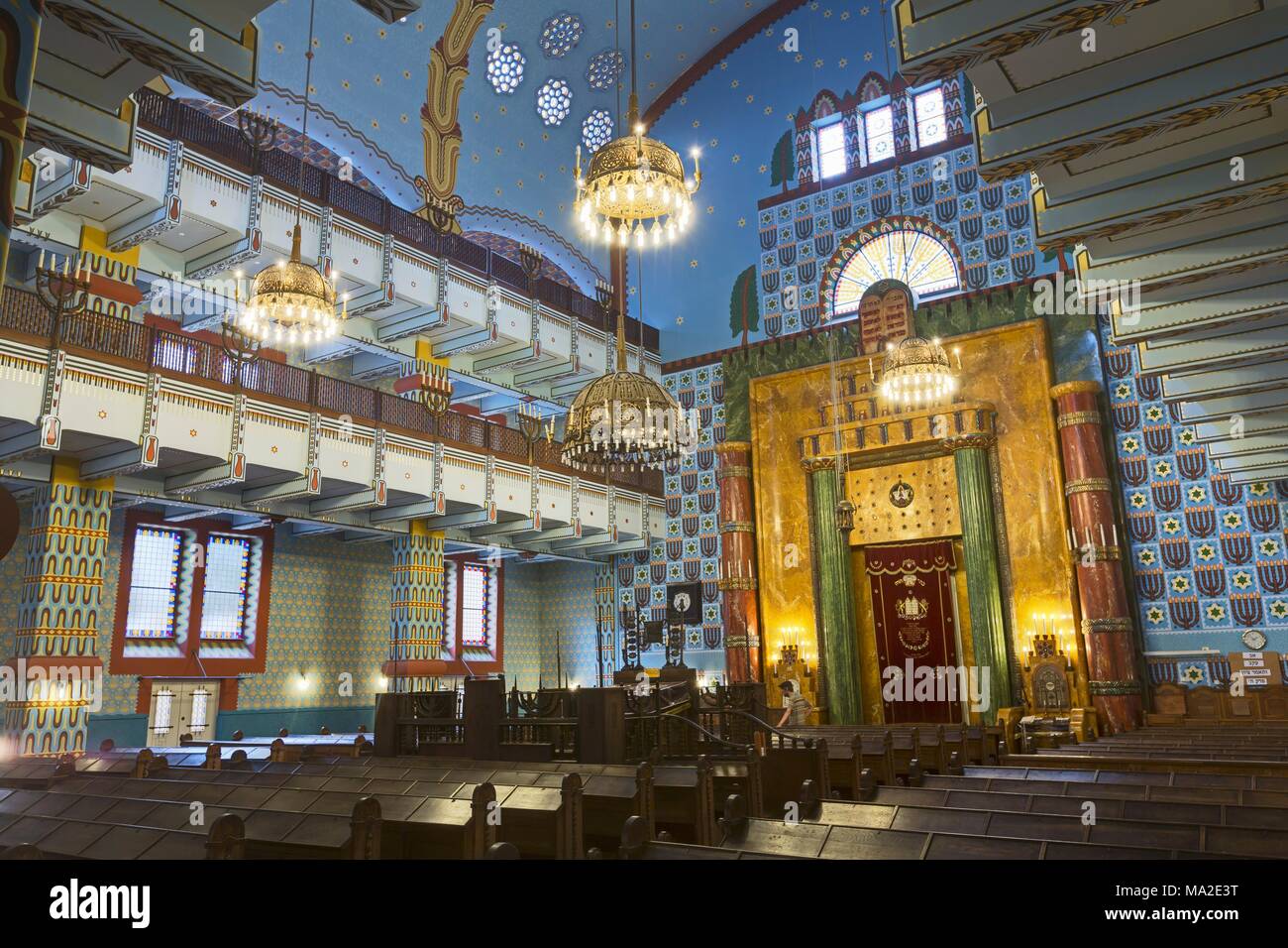 A starry sky in the Orthodox Synagogue, art nouveau building designed ...