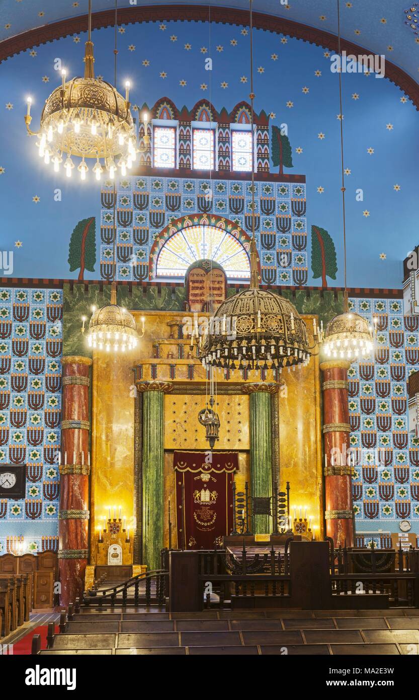 A starry sky in the Orthodox Synagogue, art nouveau building designed ...