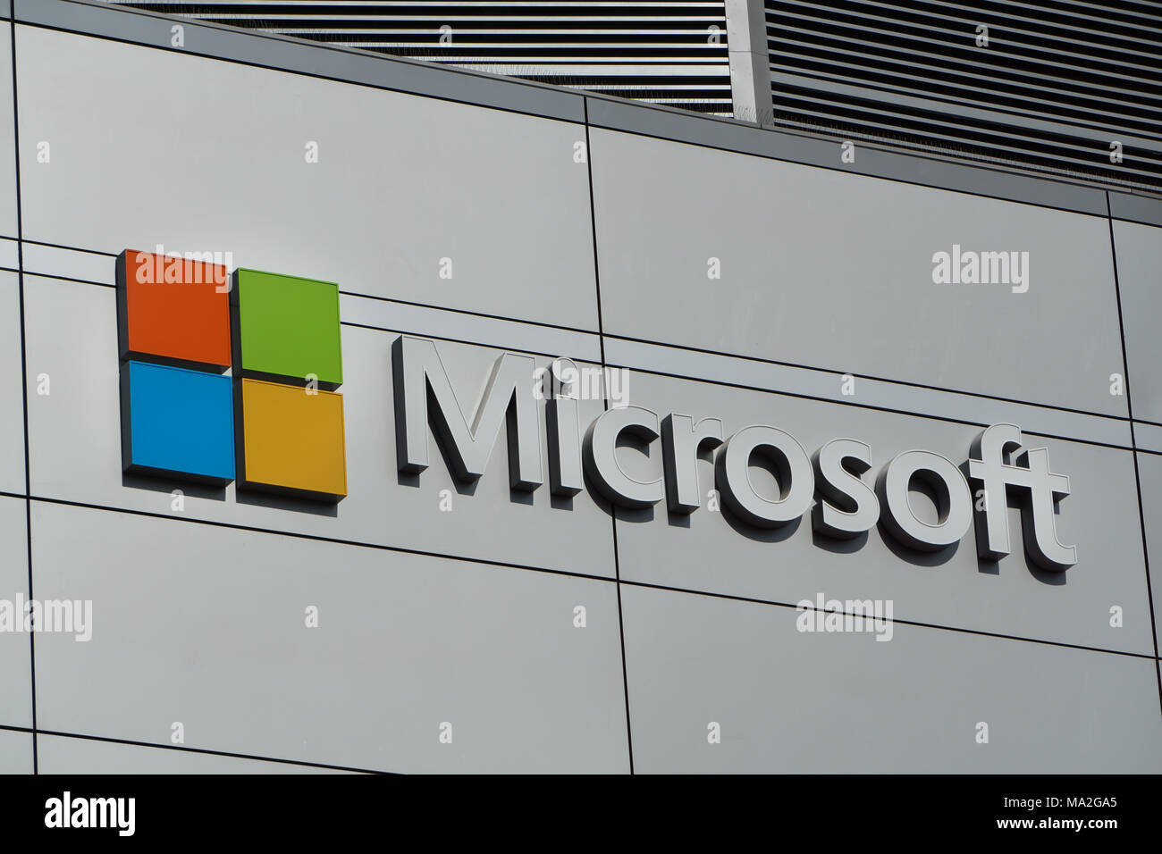 LOS ANGELES, CA/USA - December 6, 2015: Microsoft logo and emblem Stock ...