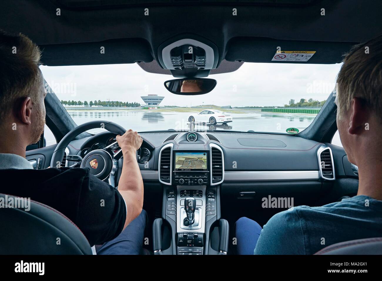 Test driving a Porsche on the test track in Leipzig, Germany Stock ...