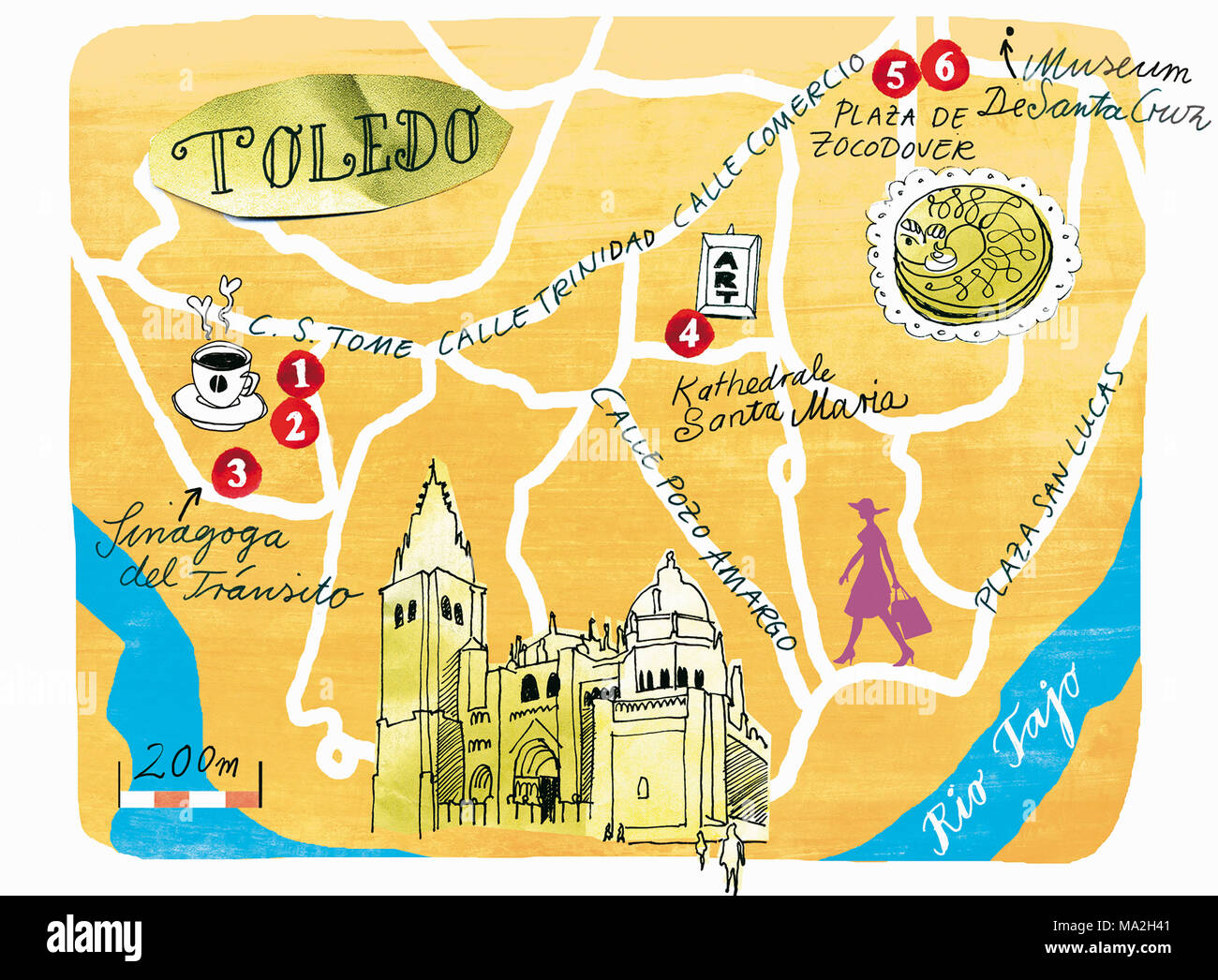 An illustrated map of Toledo Stock Photo - Alamy