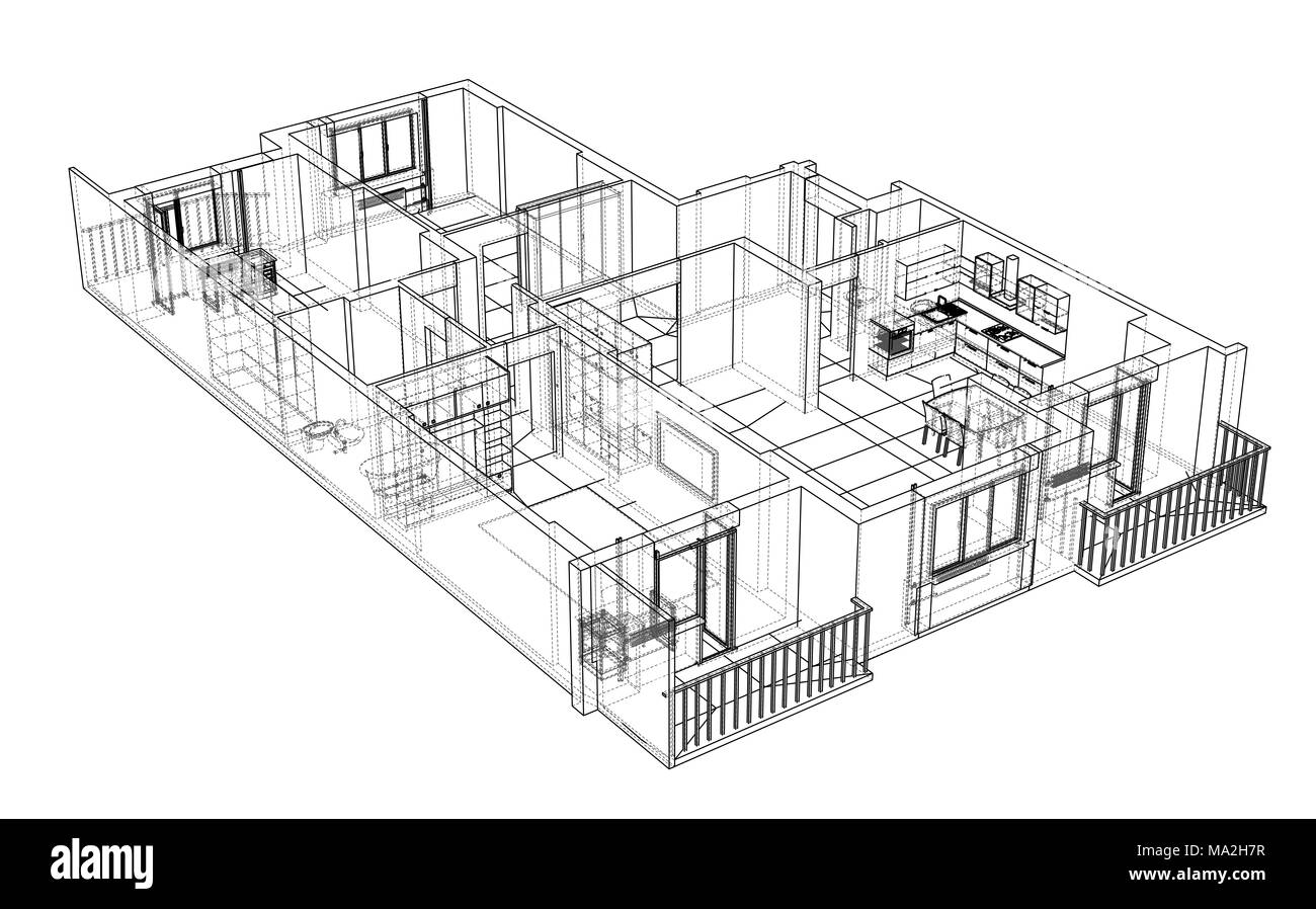 3d drawing design furniture wireframe Cut Out Stock Images & Pictures ...