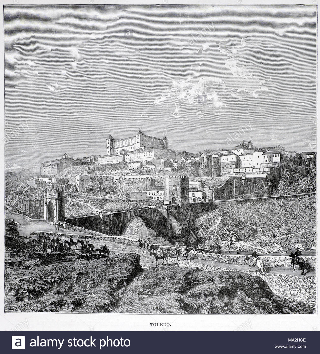 Toledo Spain, antique engraving circa 1850 Stock Photo - Alamy