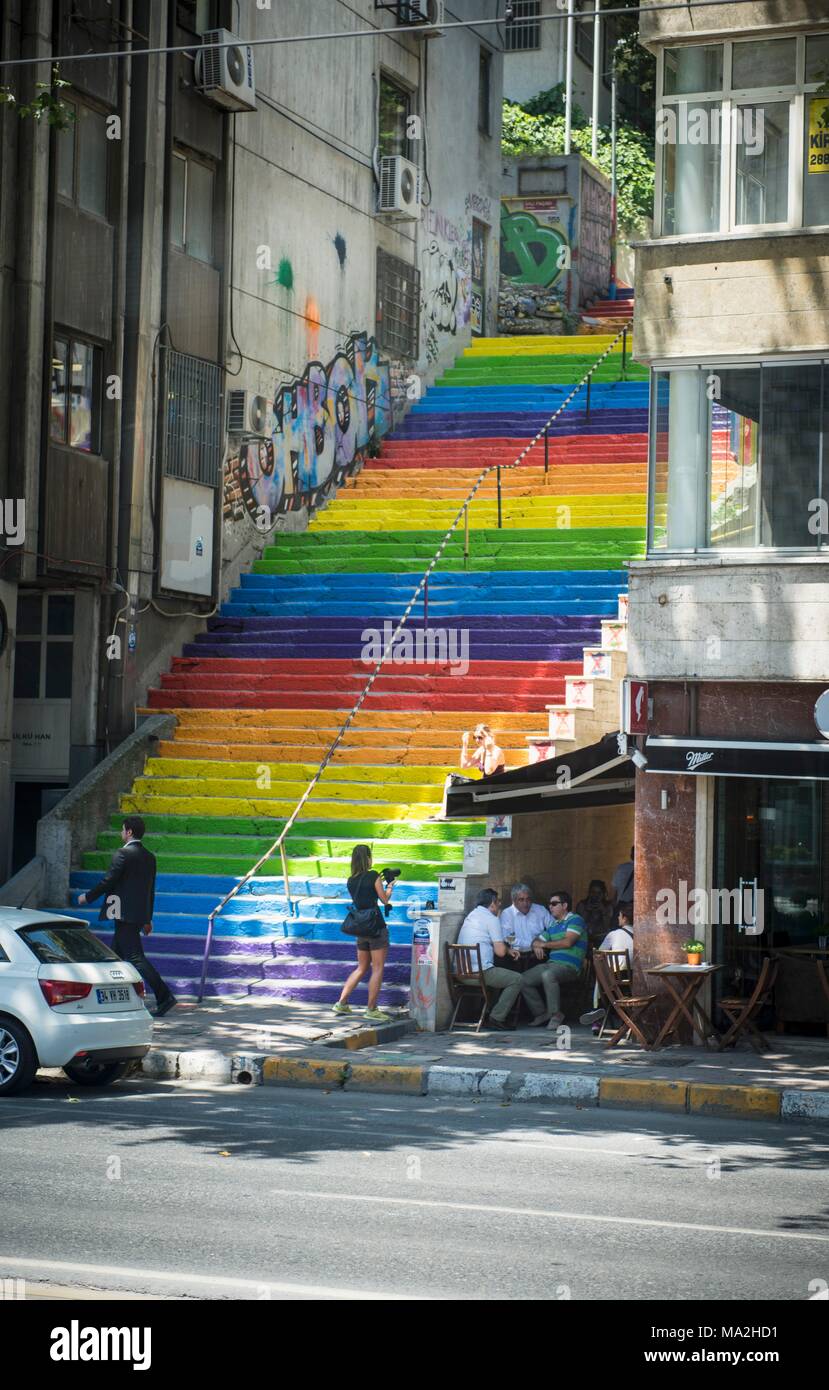 A flight of rainbow steps in Istanbul Stock Photo - Alamy