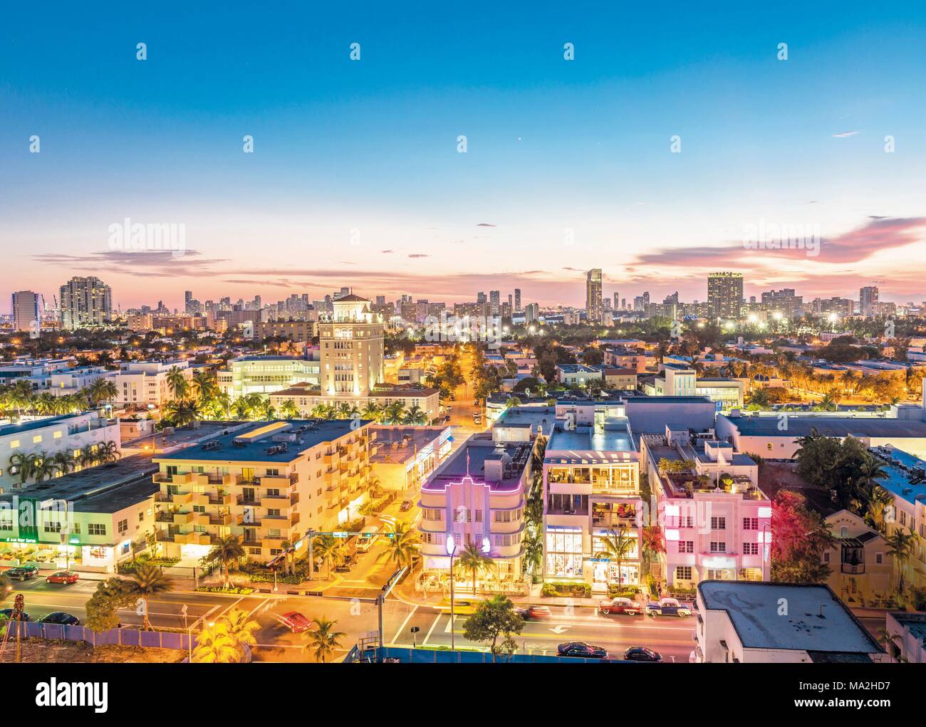 Miami skyline in evening hi-res stock photography and images - Alamy