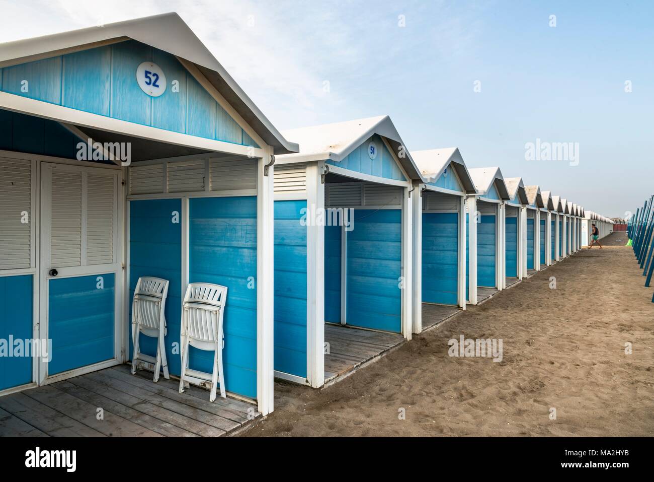 Beach with seating huts hi-res stock photography and images - Alamy