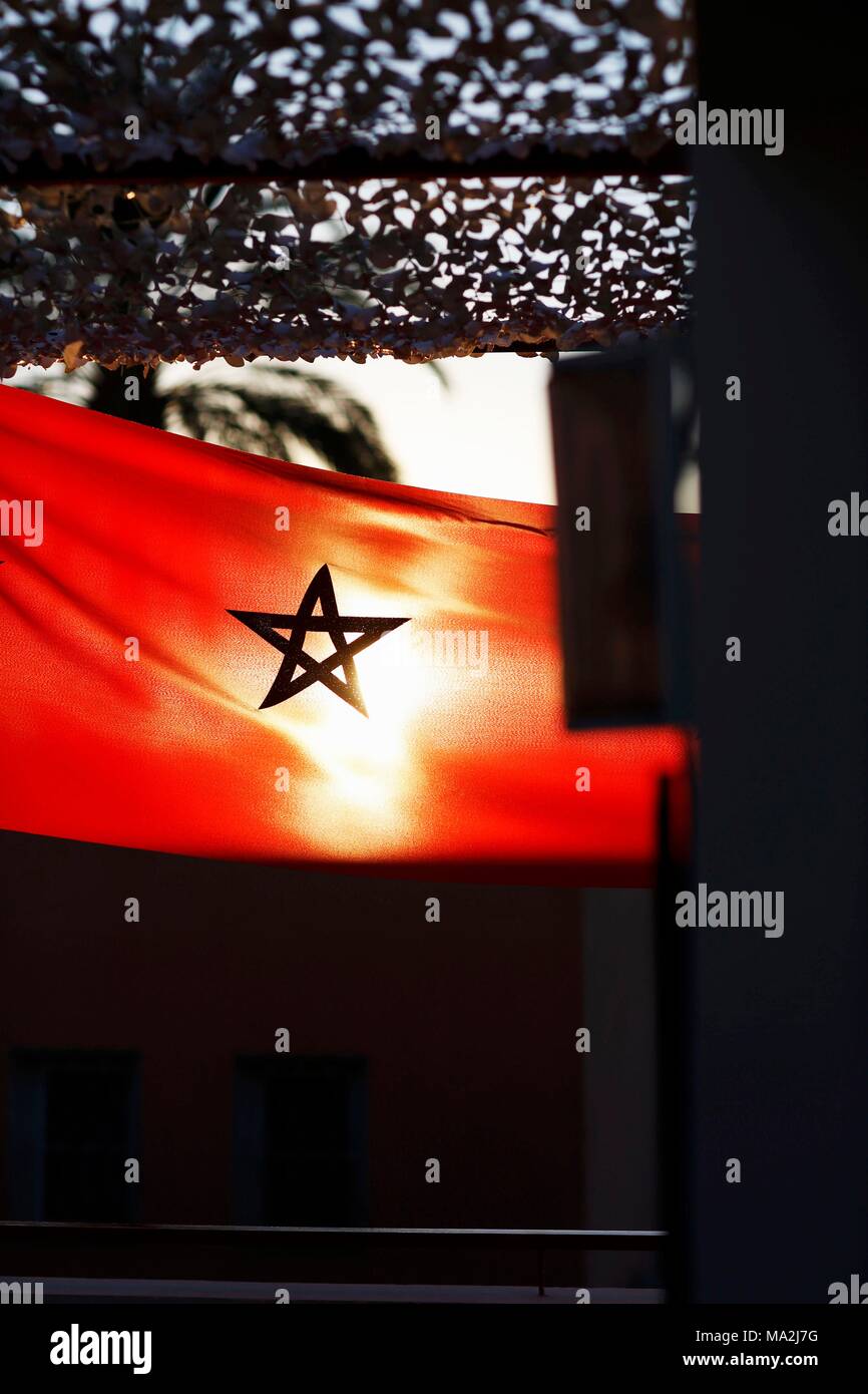The Moroccan flag, Marrakesh Stock Photo - Alamy