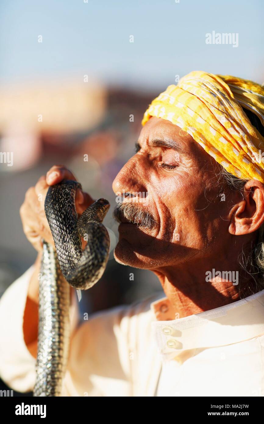 A snake charmer, Marrakesh, Morocco Stock Photo - Alamy