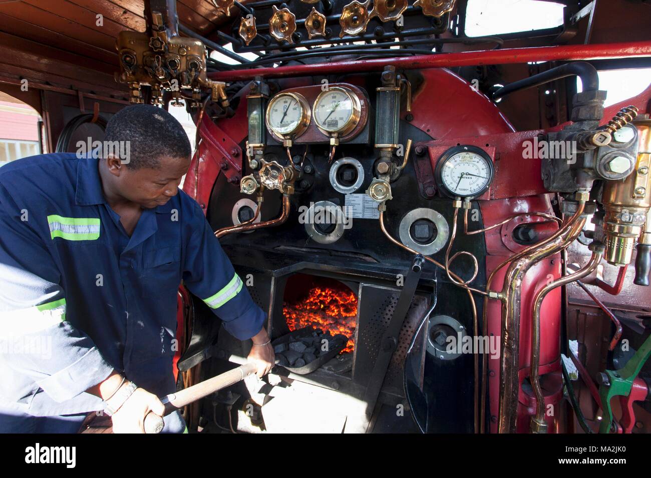 Rovos, the historic steam train, being stoked (Pretoria South Africa ...