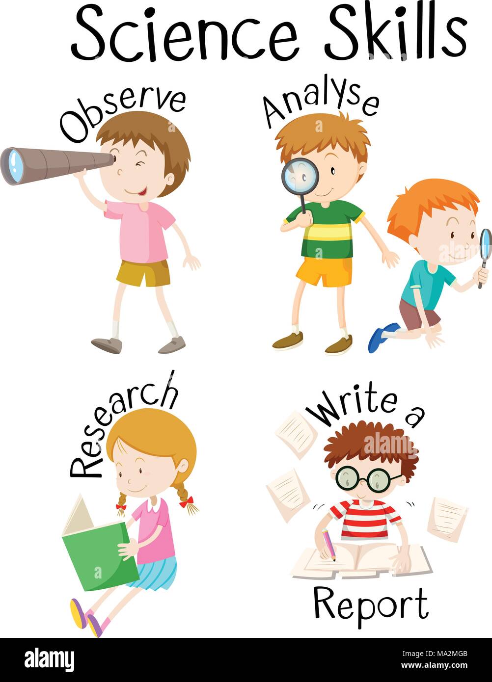 Children and different science skills illustration Stock Vector Image ...