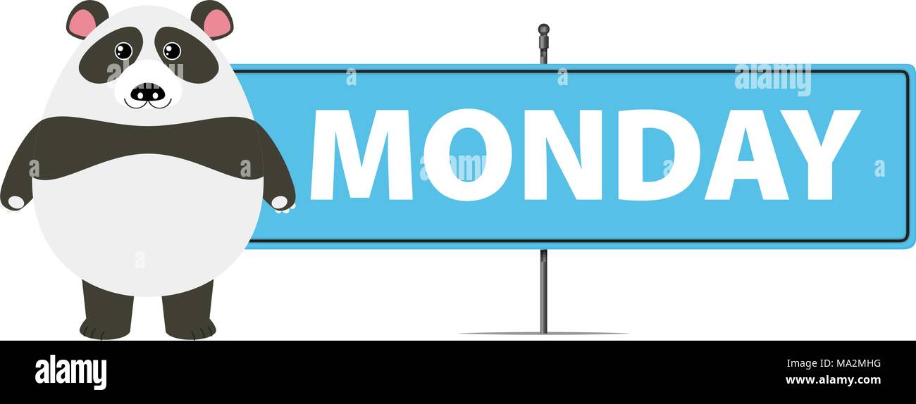 Panda and sign for Monday illustration Stock Vector Image & Art - Alamy
