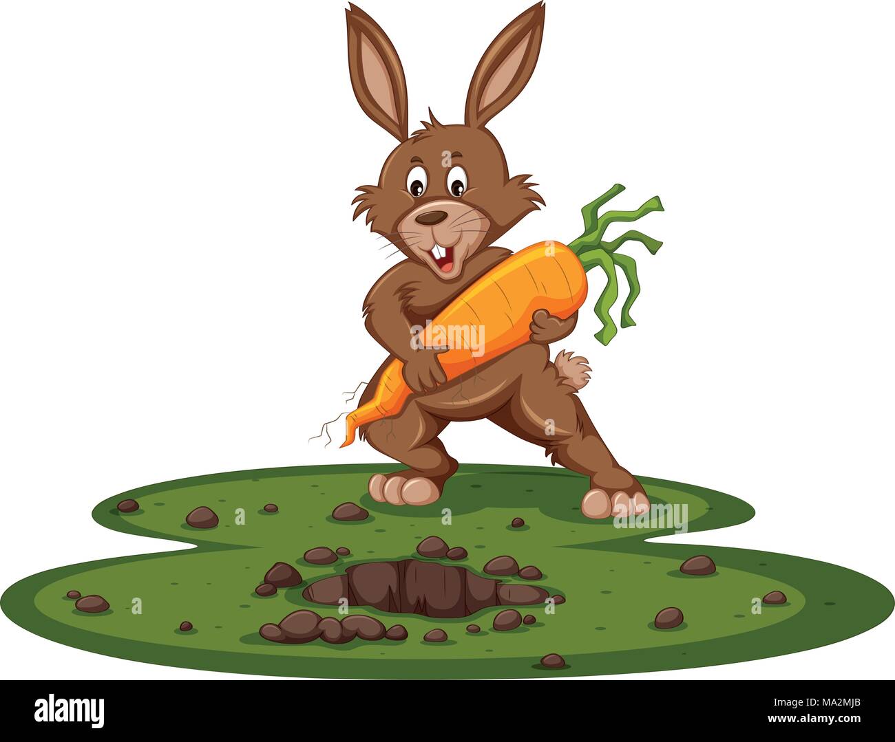 Cute bunny and giant carrot illustration Stock Vector Image & Art - Alamy