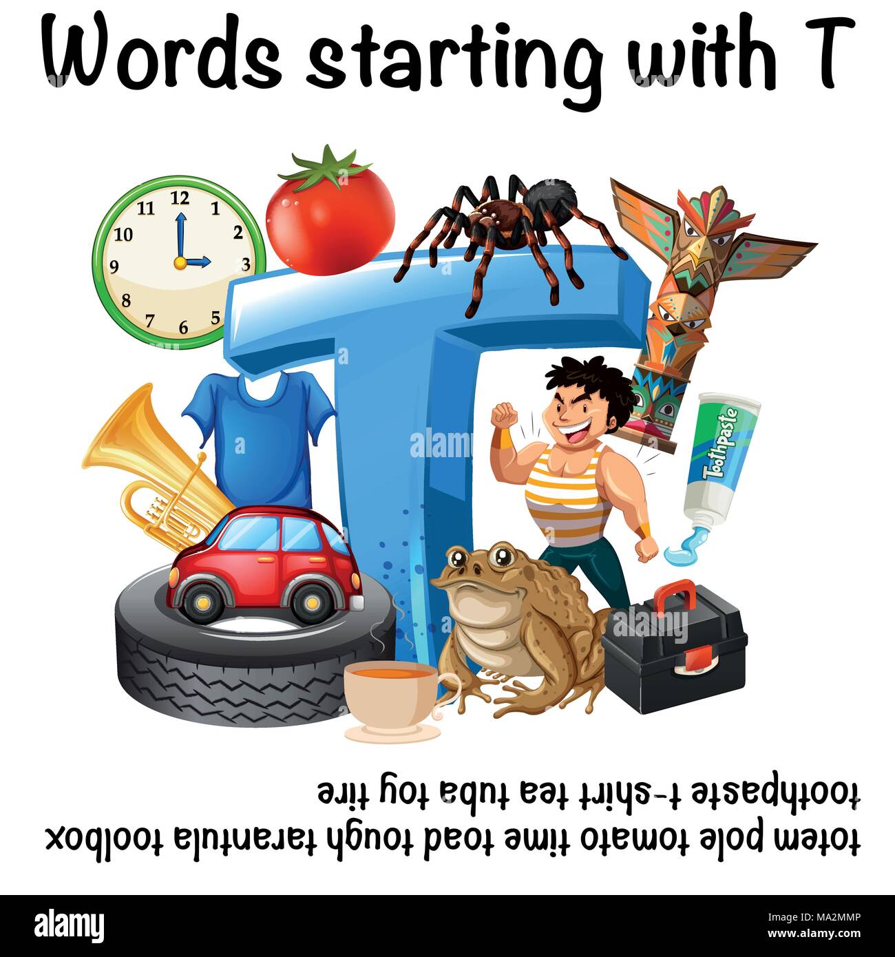 Poster design for words starting with T illustration Stock Vector Image ...