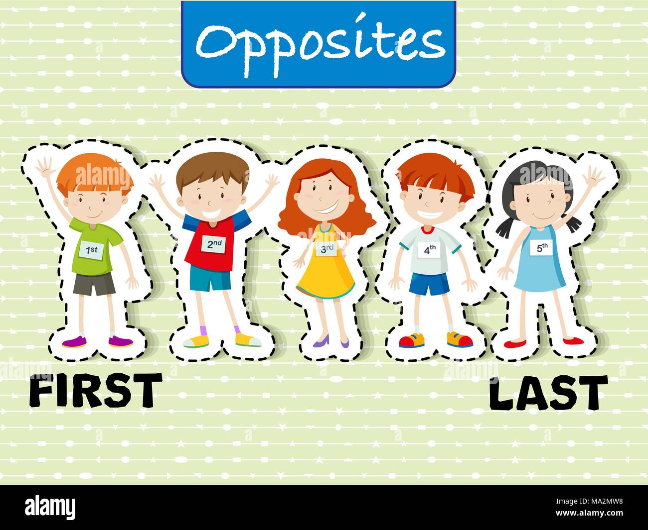 Opposite words for first and last illustration Stock Vector Image & Art ...
