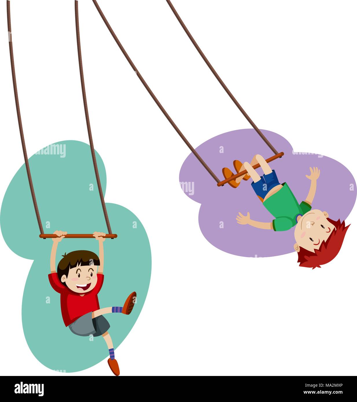 Two boys playing on hand swing illustration Stock Vector Image & Art ...