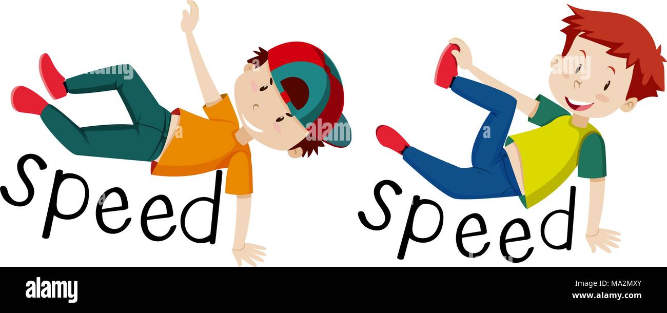 Boys and word speed illustration Stock Vector Image & Art - Alamy