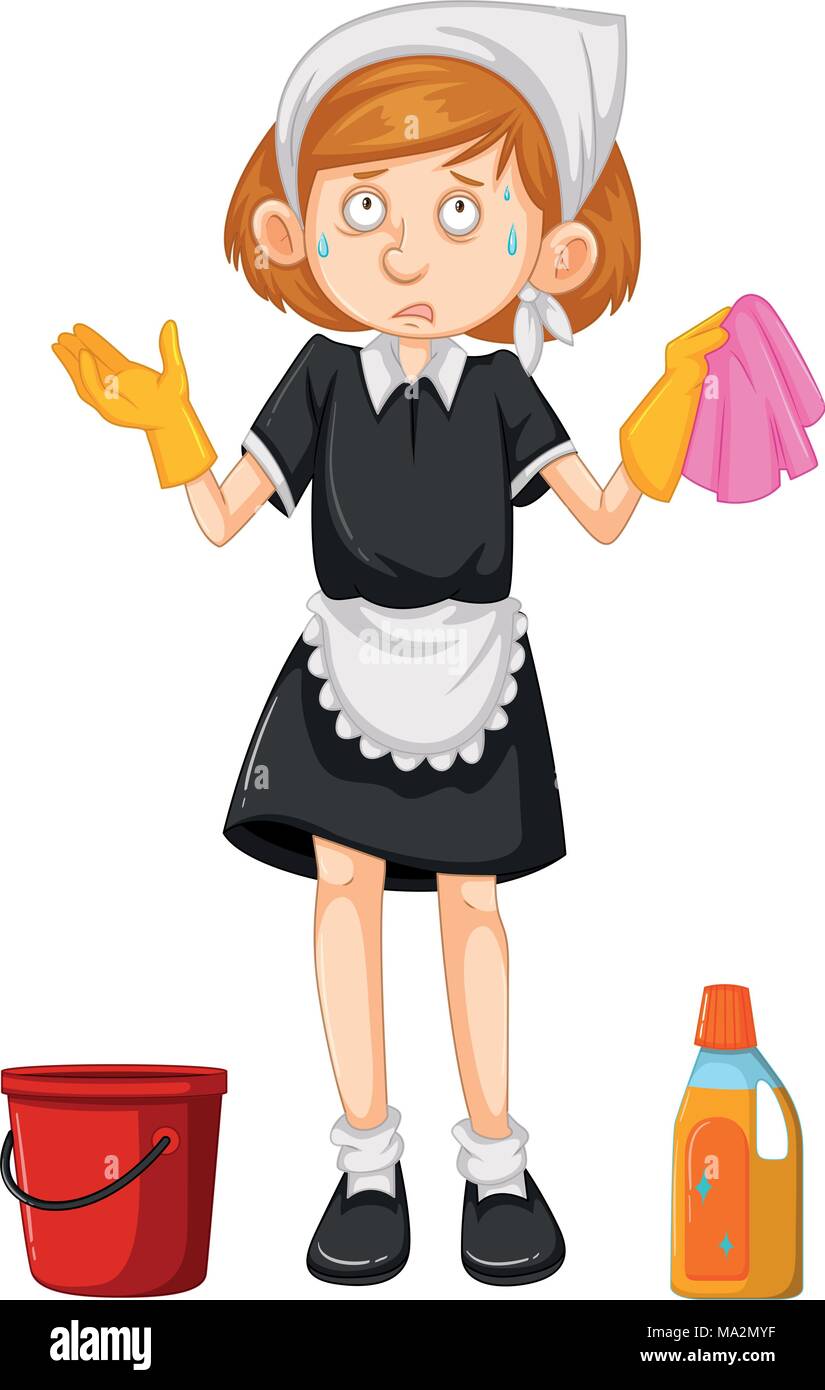 Female cleaner with cleaning equipments illustration Stock Vector Image ...