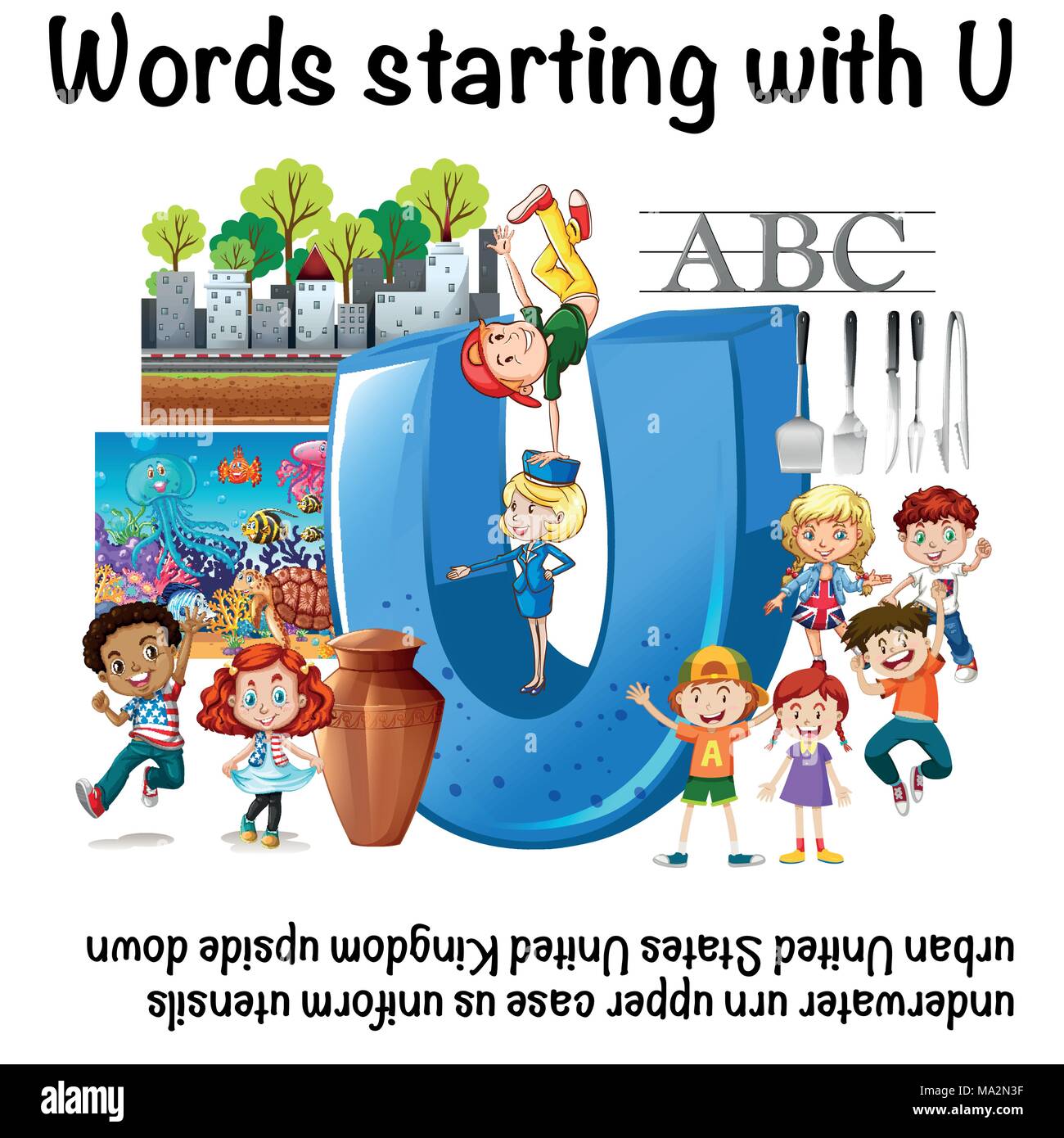 English Worksheet For Words Starting With U Illustration Stock Vector English Worksheet For Words Starting With U Illustration Stock Vector