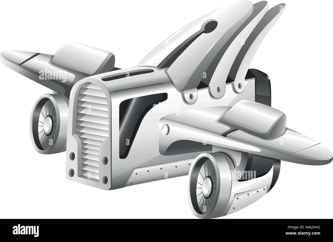 Flying robot with wings illustration Stock Vector Image & Art - Alamy