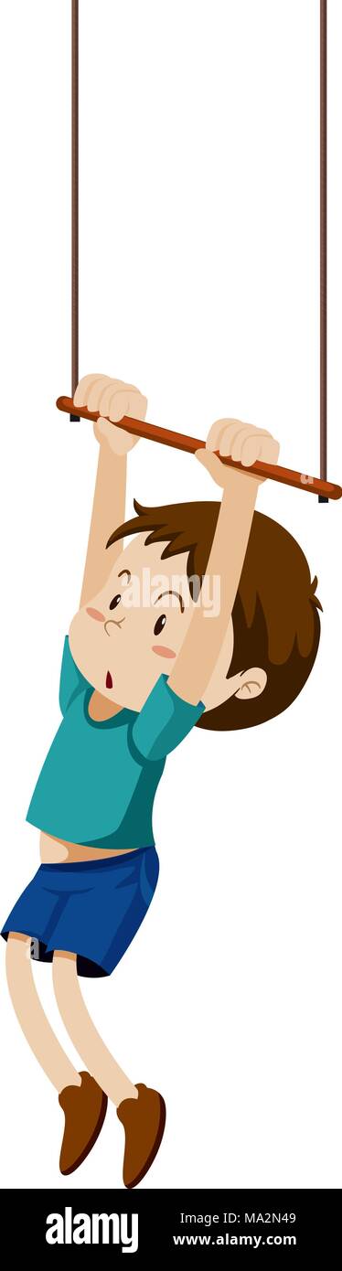 Boy hanging on handswing illustration Stock Vector Image & Art - Alamy