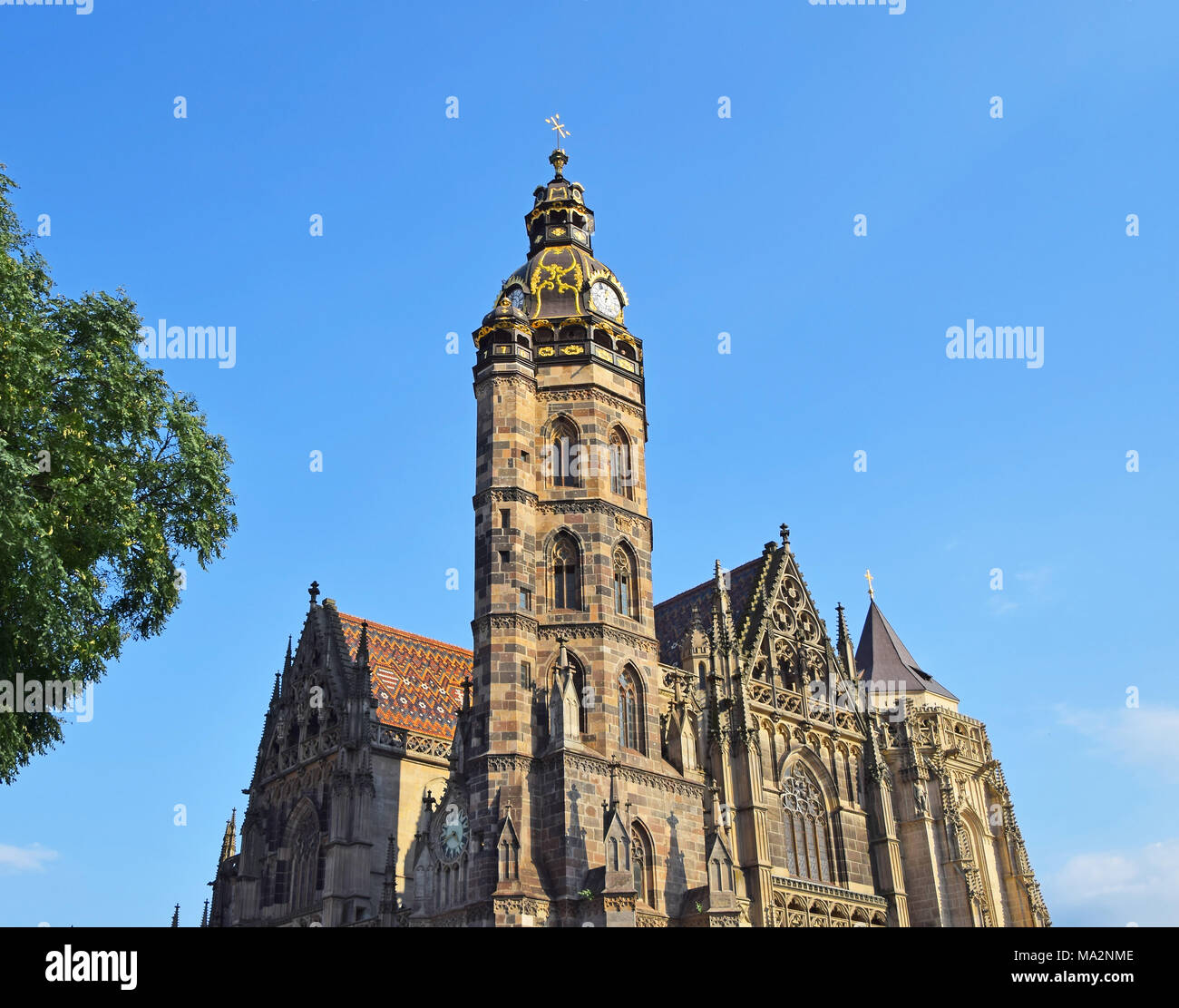 Low angle day view of gothic medieval Cathedral of Saint Elisabeth in ...