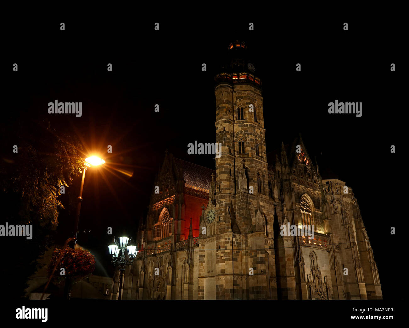 Low angle wide view of gothic medieval Cathedral of Saint Elisabeth in ...