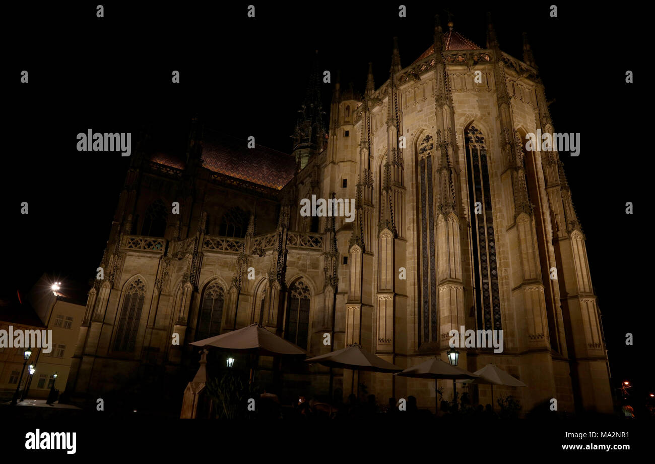 Low angle rear side view of gothic medieval Cathedral of Saint ...
