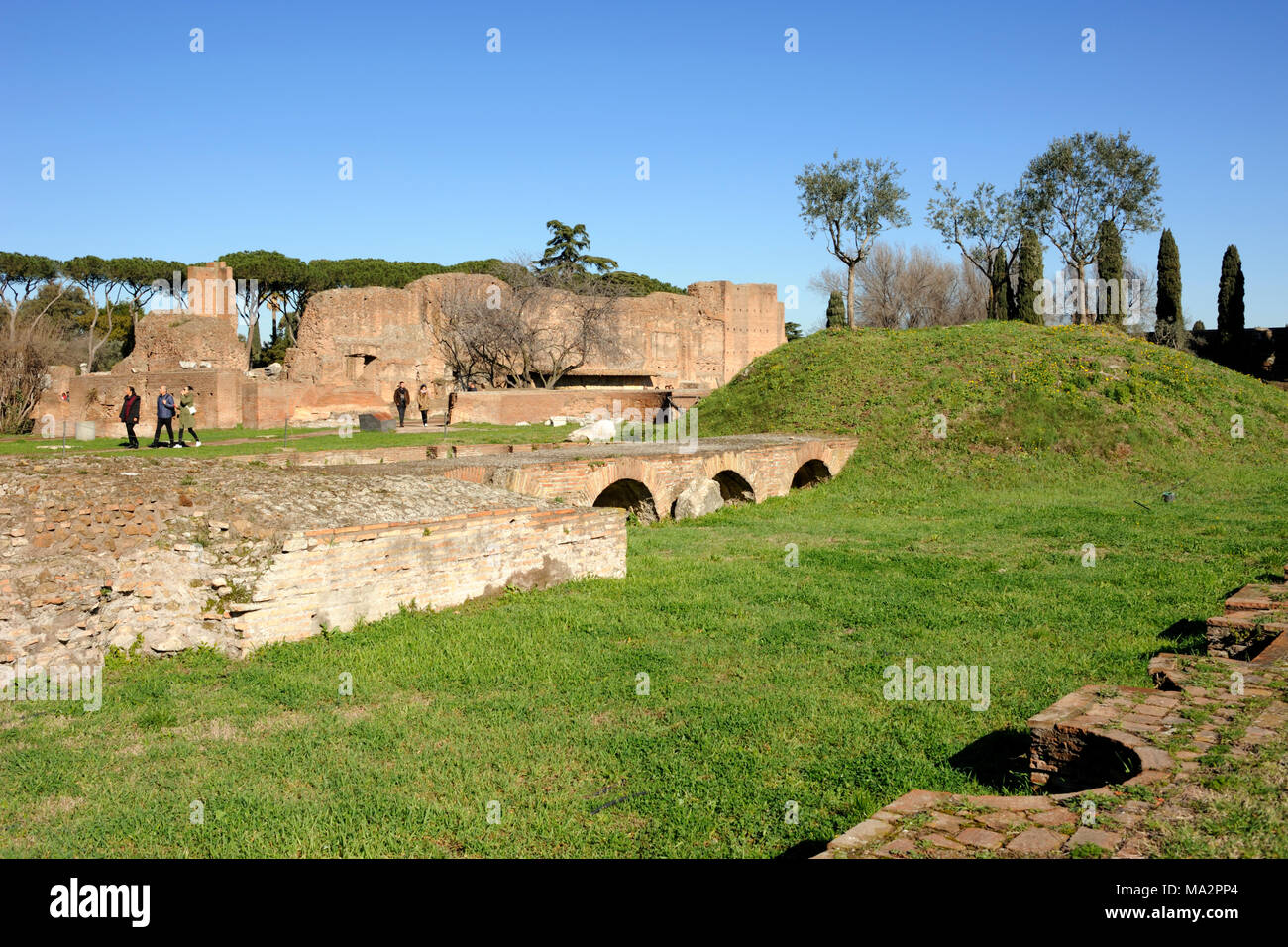 Italy, Rome, Palatine Hill, Domus Augustana, upper peristyle Stock ...